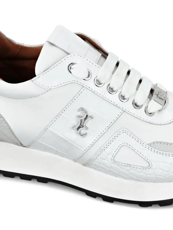 BILLIONAIRE Leather Running Sneakers - White
