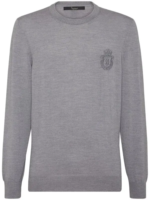 BILLIONAIRE Logo-embroidered Wool Jumper - Grey
