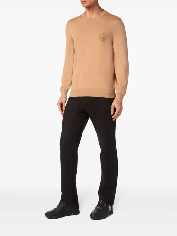 BILLIONAIRE Logo-embroidered Wool Jumper - Neutrals
