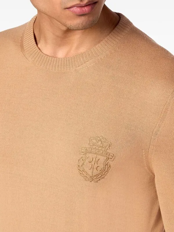 BILLIONAIRE Logo-embroidered Wool Jumper - Neutrals