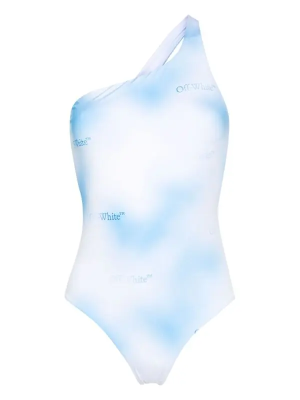 Off-White Logo-print Ombré Swimsuit - Blue