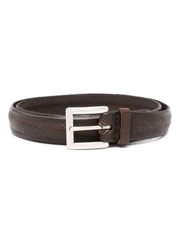 ORTIGNI Laser-cut Leather Belt - Brown