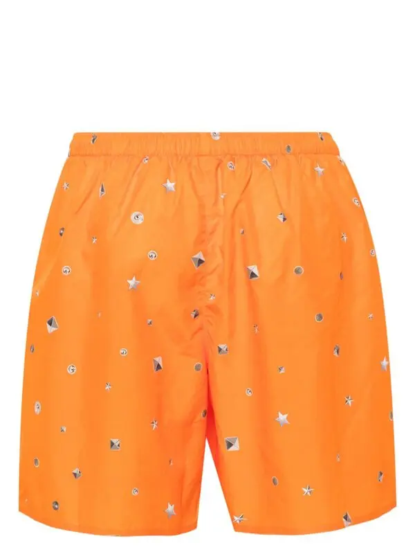 Acne Studios Stud-print Ripstop Swim Shorts - Orange
