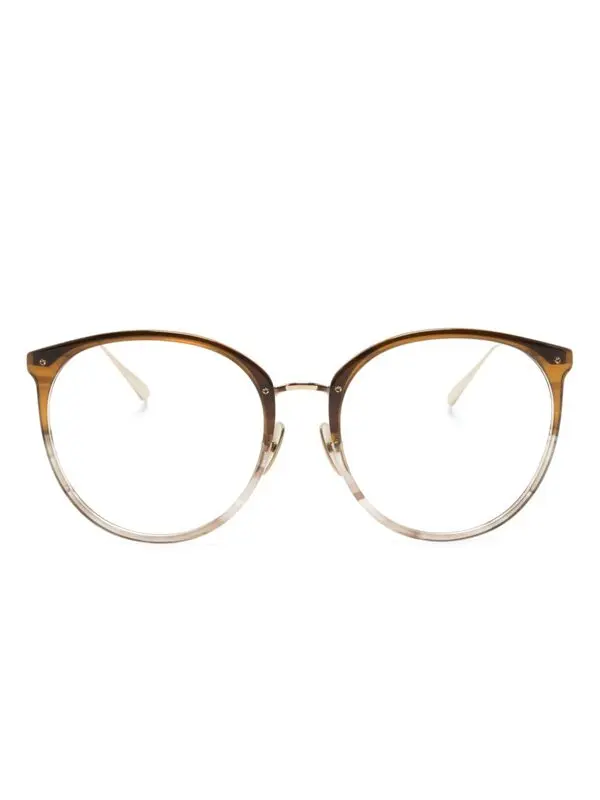 Linda Farrow Kings Round-frame Glasses - Brown
