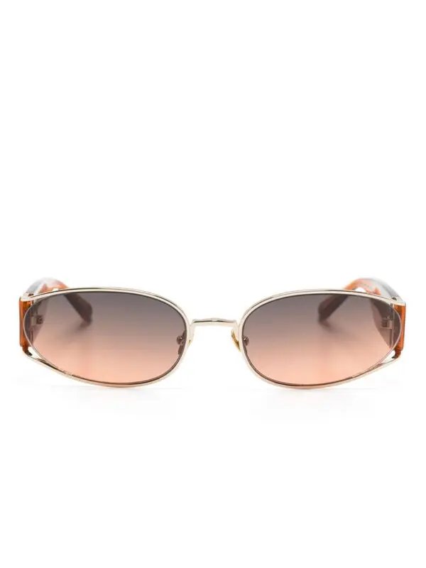 Linda Farrow Shelby Oval-frame Sunglasses - Gold
