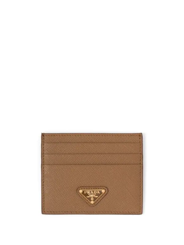 Prada Logo-plaque Saffiano Leather Cardholder - Brown