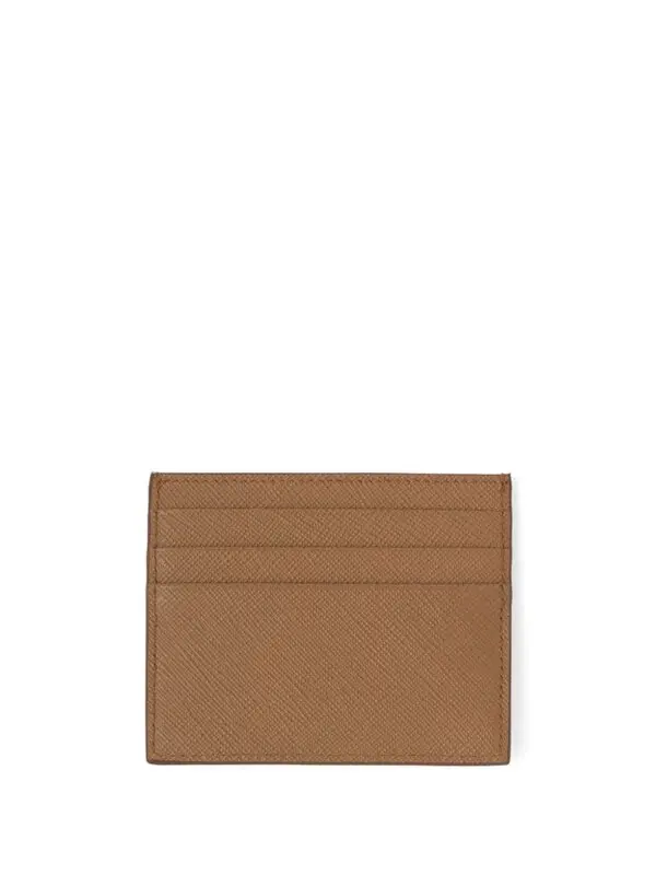 Prada Logo-plaque Saffiano Leather Cardholder - Brown