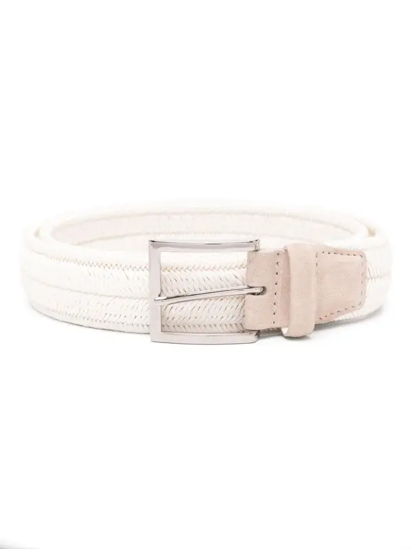 ORTIGNI Interwoven Buckle-fastening Belt - White