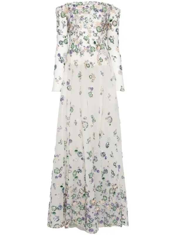 SAIID KOBEISY Sequin-embellished Off-shoulder Dress