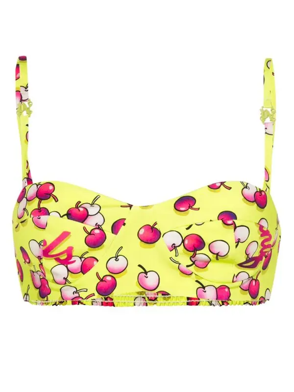 Palm Angels Cherries-print Balconette Bra - Green