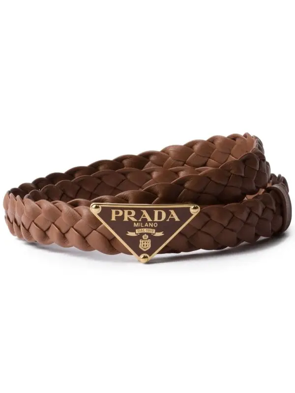 Prada Braided Leather Belt - Brown