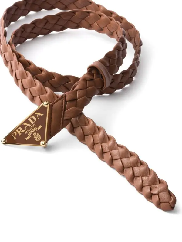 Prada Braided Leather Belt - Brown