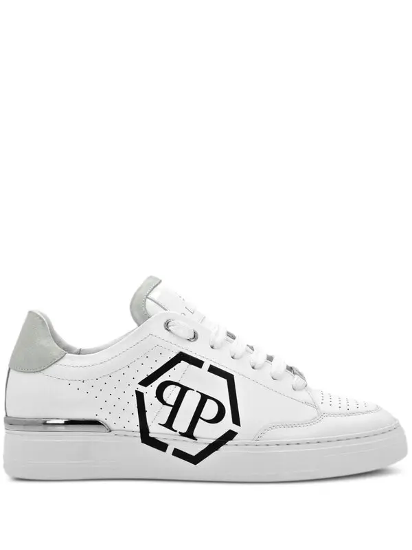 Philipp Plein Hexagon Leather Sneakers - White