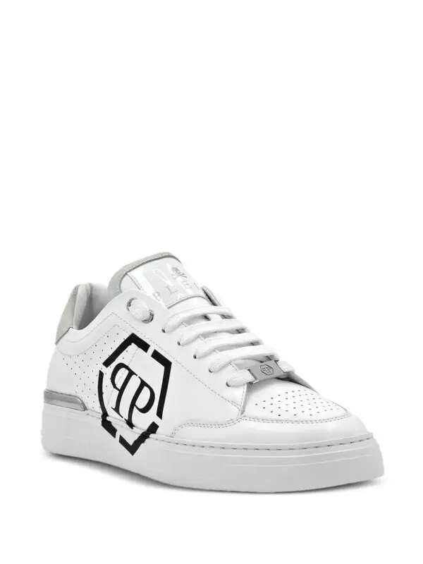 Philipp Plein Hexagon Leather Sneakers - White