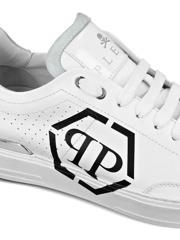 Philipp Plein Hexagon Leather Sneakers - White
