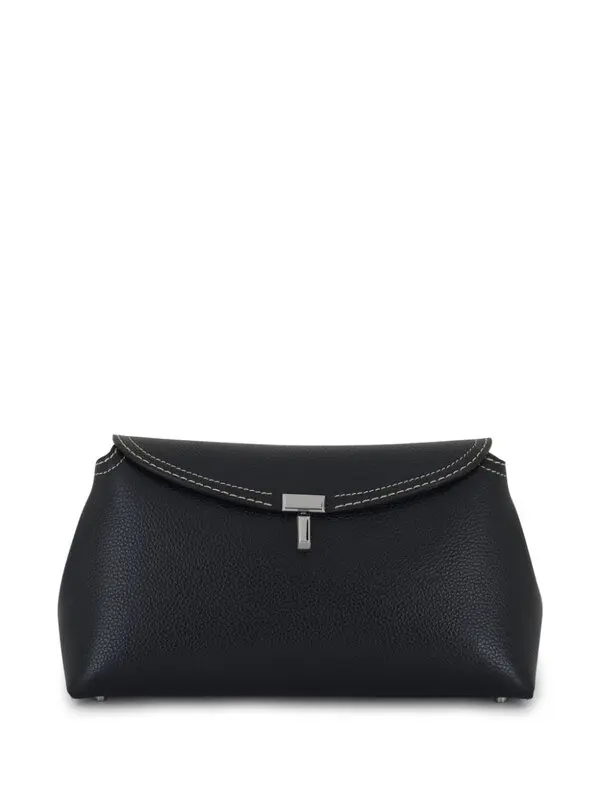 TOTEME T-lock Grained-leather Clutch Bag - Black