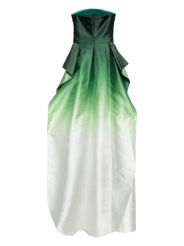 Saiid Kobeisy Gradient-Effect Strapless Taffeta Gown - Green | Editorialist