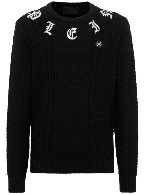 Philipp Plein Logo-embroidered Cashmere Jumper - Black