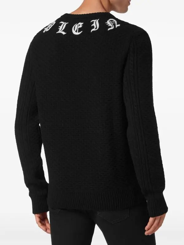 Philipp Plein Logo-embroidered Cashmere Jumper - Black