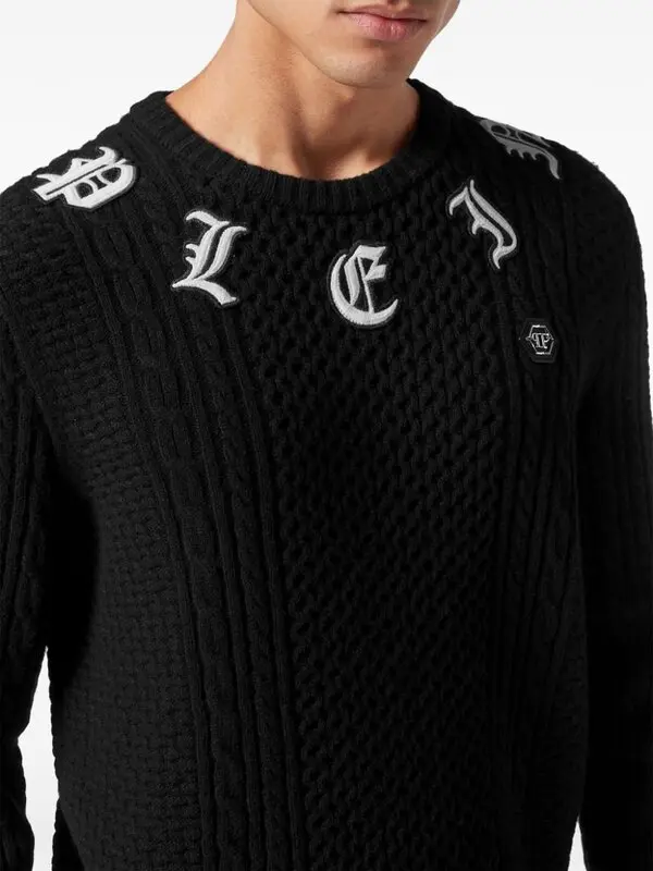 Philipp Plein Logo-embroidered Cashmere Jumper - Black