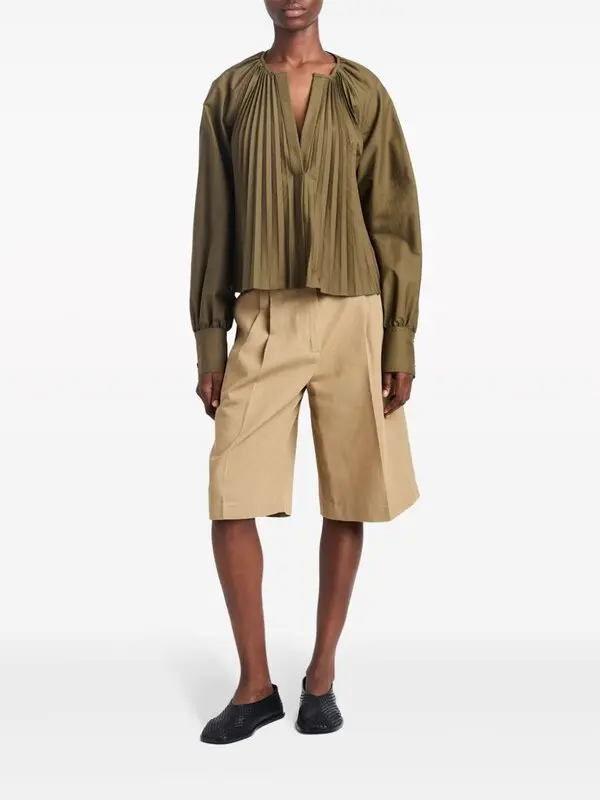 Proenza Schouler Pleated Long-sleeve Blouse - Green
