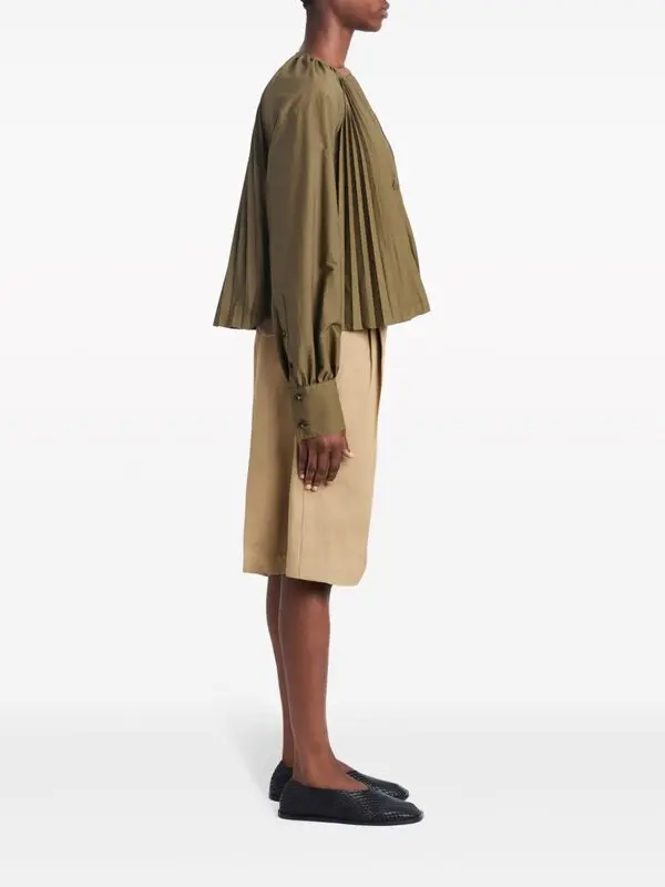 Proenza Schouler Pleated Long-sleeve Blouse - Green