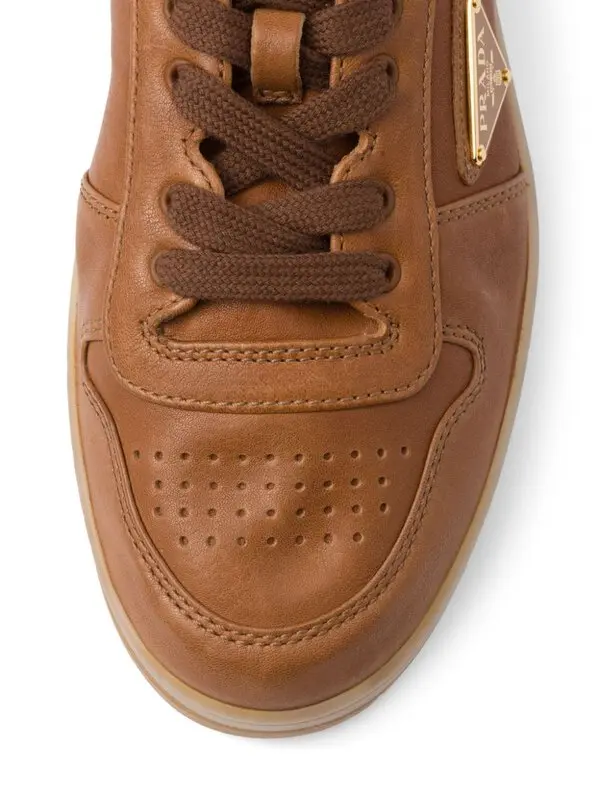 Prada Downtown Nappa-leather Sneakers - Brown