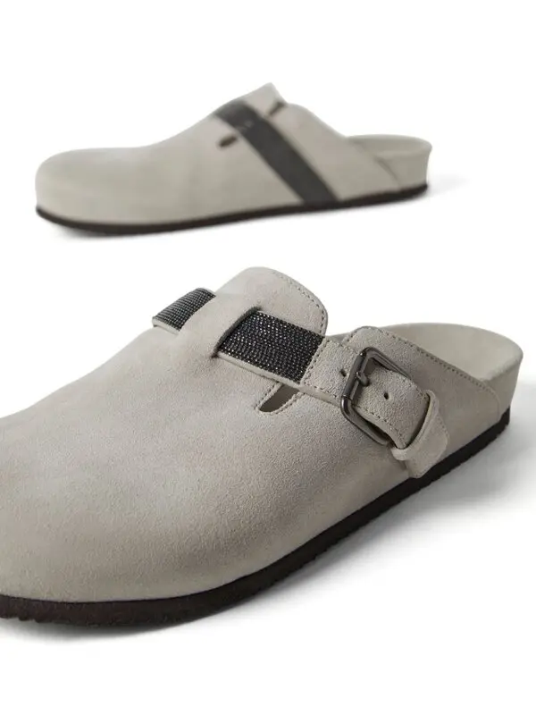 Brunello Cucinelli Monili Suede Slippers