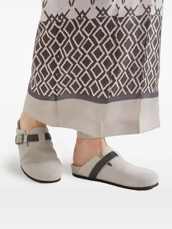 Brunello Cucinelli Monili Suede Slippers