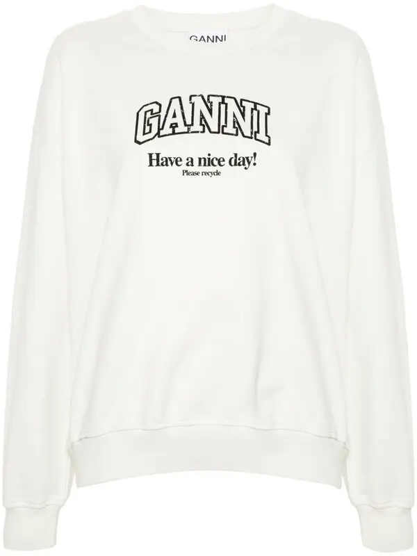 GANNI Logo-print Sweatshirt - Neutrals