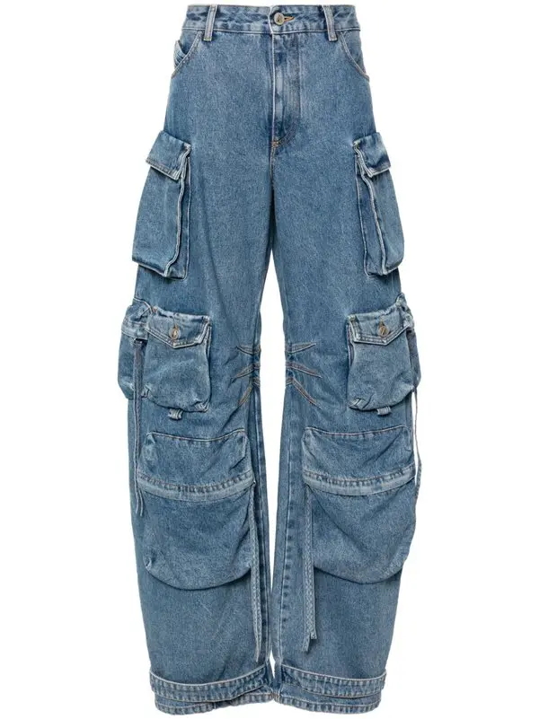 Attico Fern Wide-leg Cargo Jeans - Blue