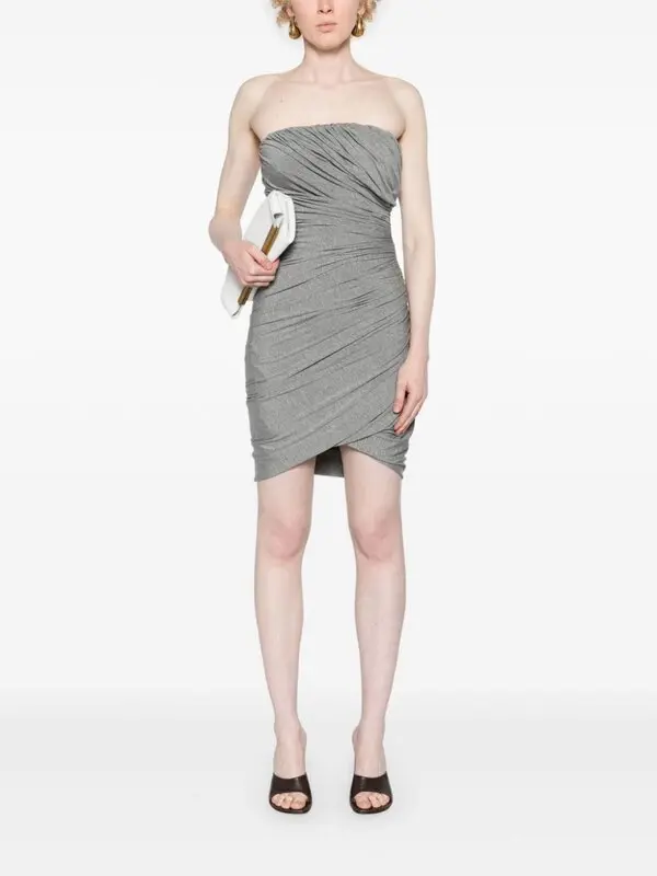 Attico Ruched Jersey Minidress - Grey