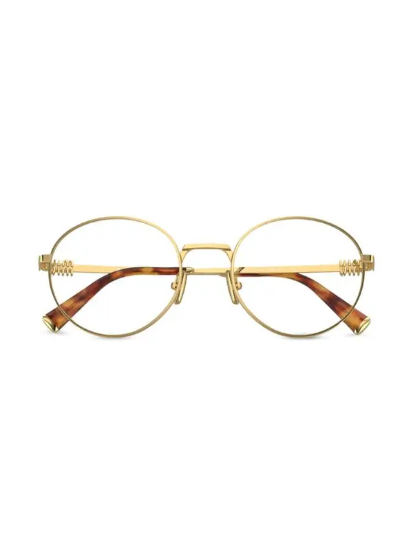 Miu Miu Metallic Round Frame Glasses