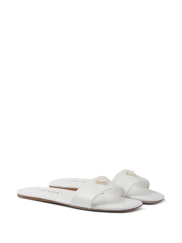 PRADA MENS SZ 7 Fits Women\'s  8.5-9.5. Leather Slide Sandals.Prada triangle logo Prada triangle-logo Leather Slides | Black | FARFETCH main image 2