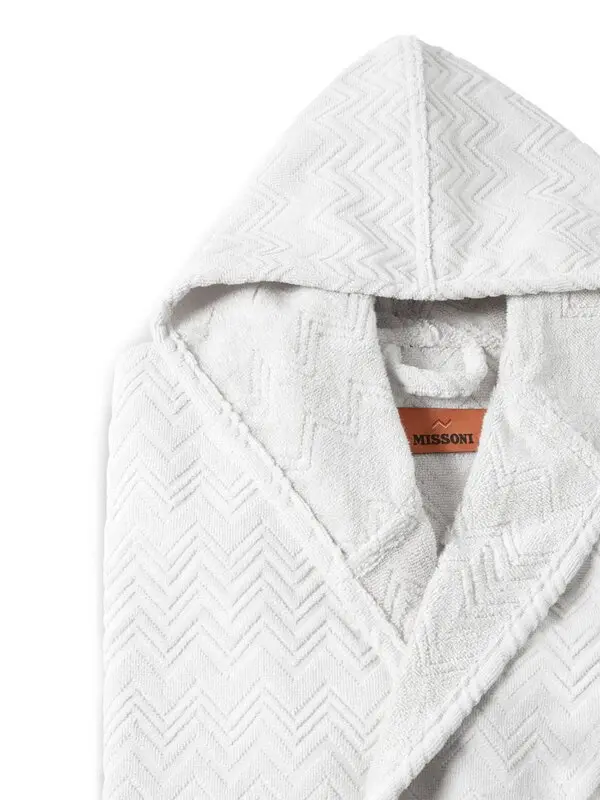 Missoni Chalk Cotton Hooded Bathrobe - White