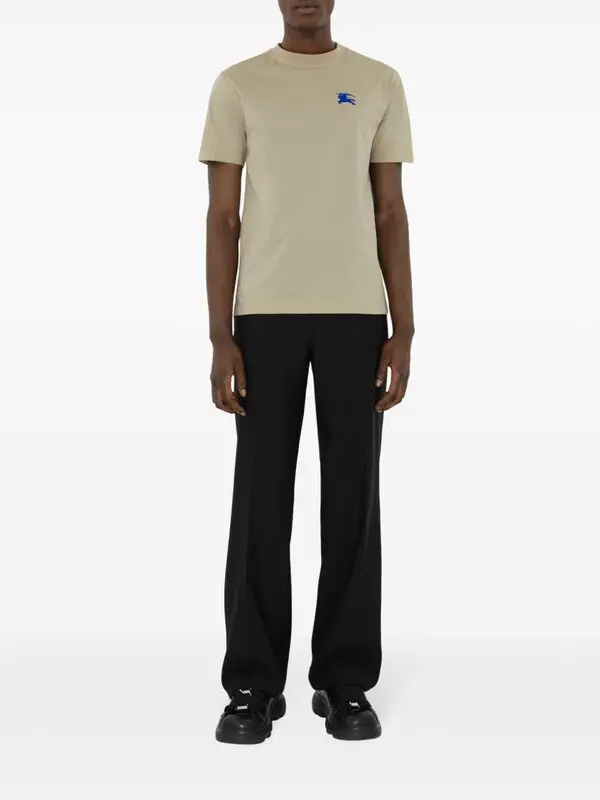 Burberry Ekd-embroidered Cotton T-shirt - Neutrals