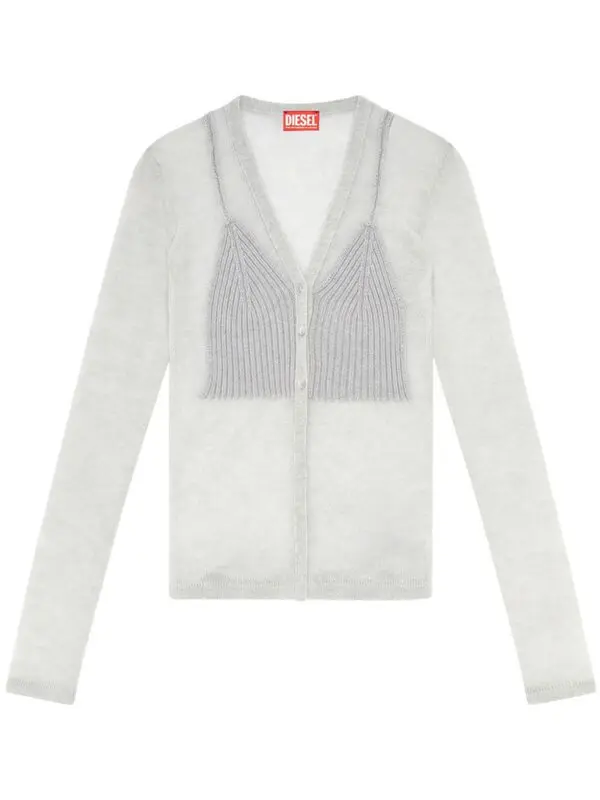 DIESEL® Layered-effect Knitted Cardigan