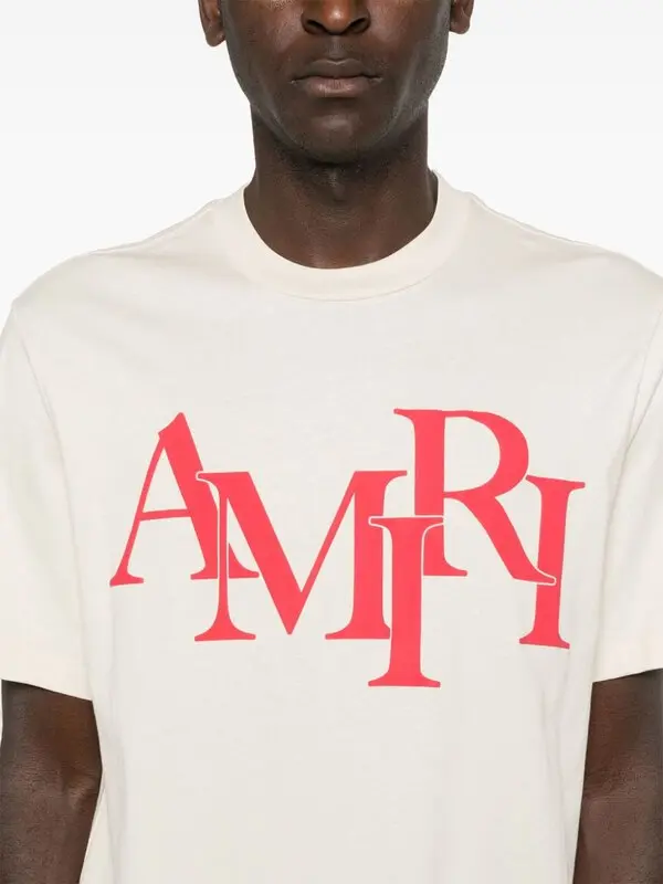 Amiri Logo-print Cotton T-shirt - Neutrals