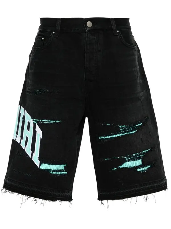 Amiri Logo-embroidered Denim Shorts