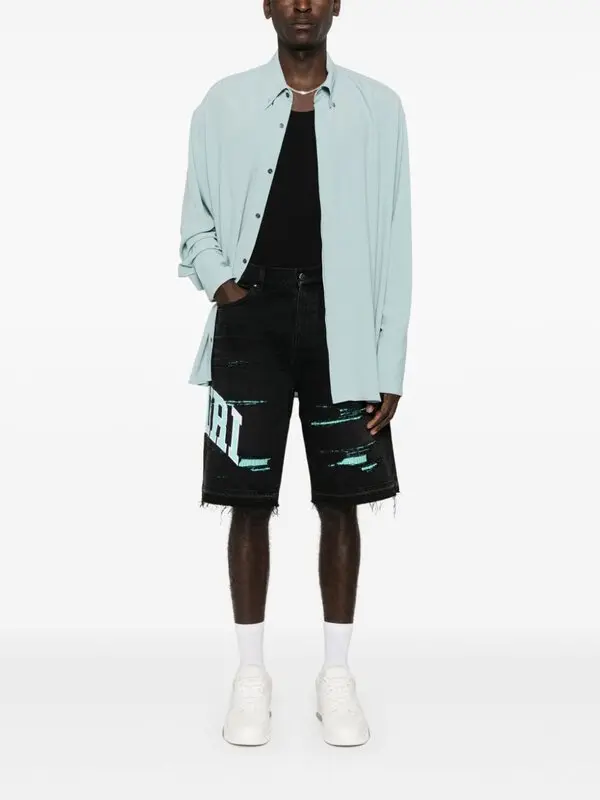 Amiri Logo-embroidered Denim Shorts