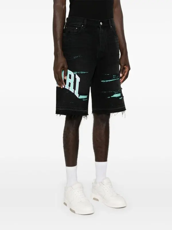 Amiri Logo-embroidered Denim Shorts