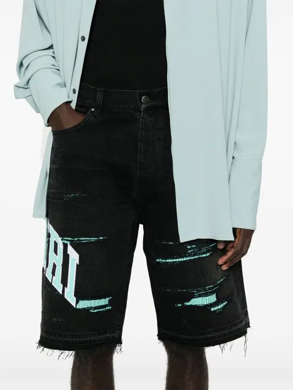Amiri Logo-embroidered Denim Shorts