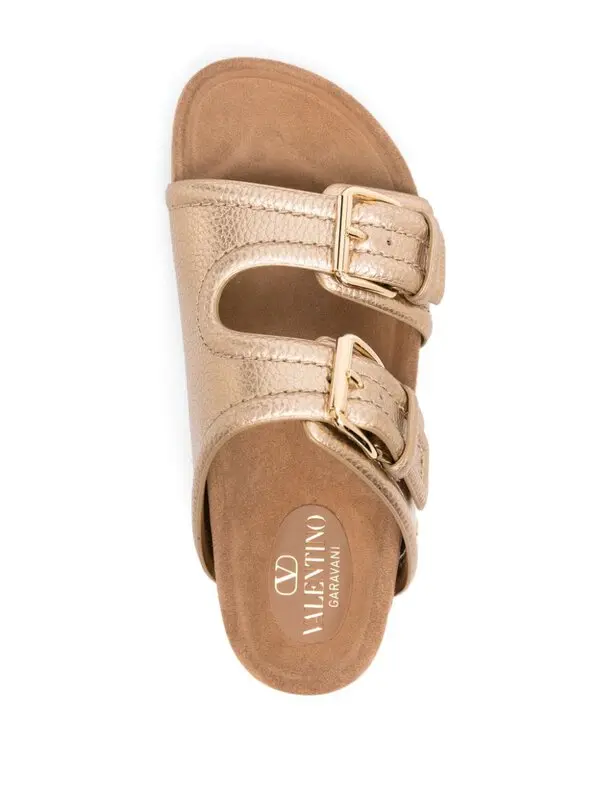 Valentino Garavani Fussbet Double-strap Slides - Gold