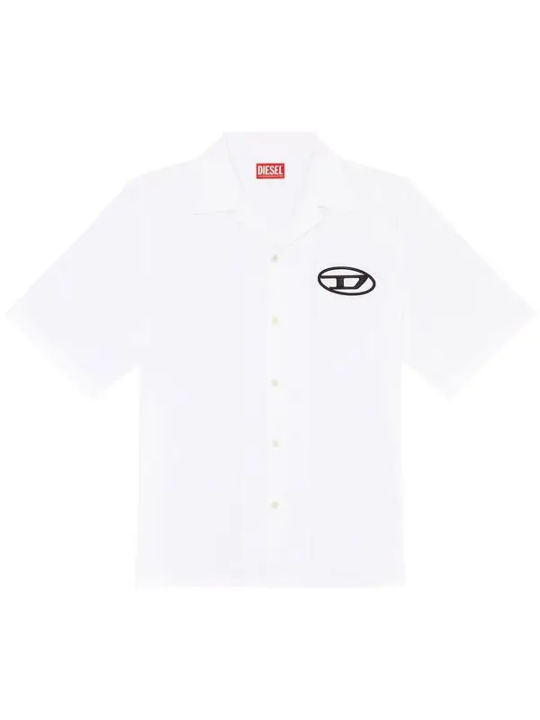 DIESEL Logo Embroidered Bowling Shirt - White