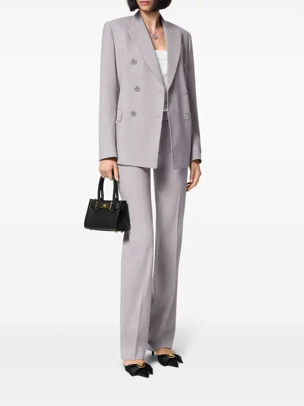 Versace Double-breasted Chambray Blazer - Grey