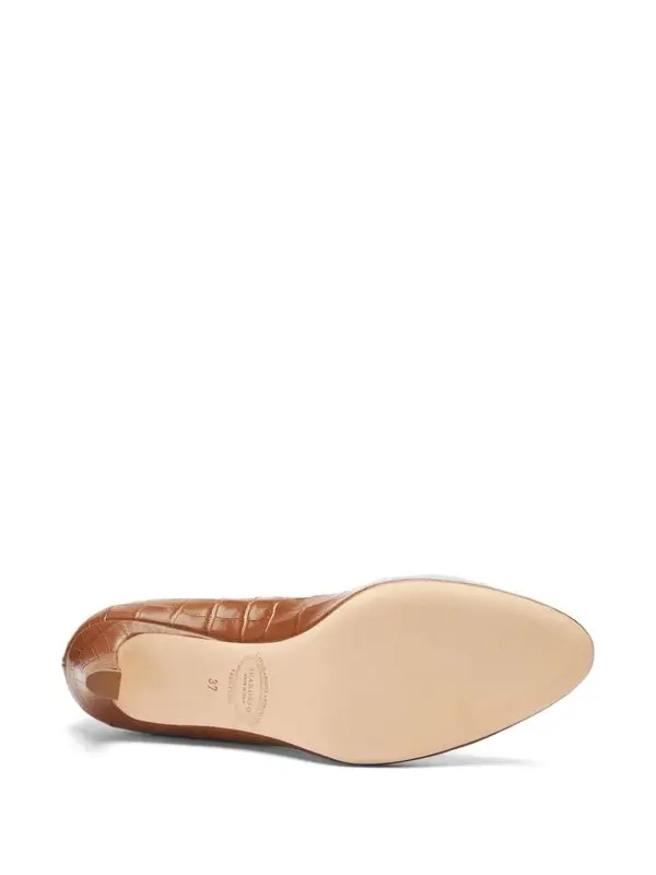 SCAROSSO Deva 50mm Crocodile-effect Pumps - Brown