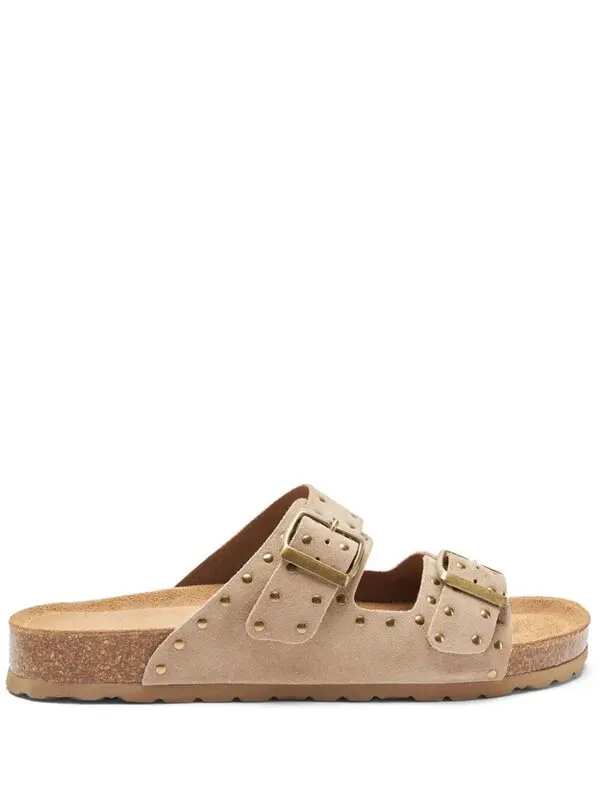 SCAROSSO Delilah Stud-embellished Slides - Neutrals
