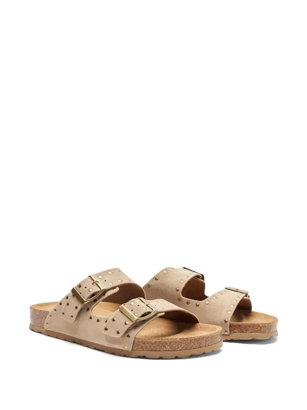 SCAROSSO Delilah Stud-embellished Slides - Neutrals
