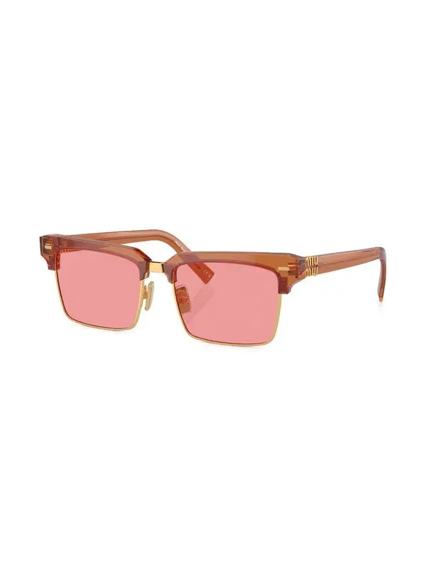 Miu Miu Logo-lettering Square-frame Sunglasses - Brown