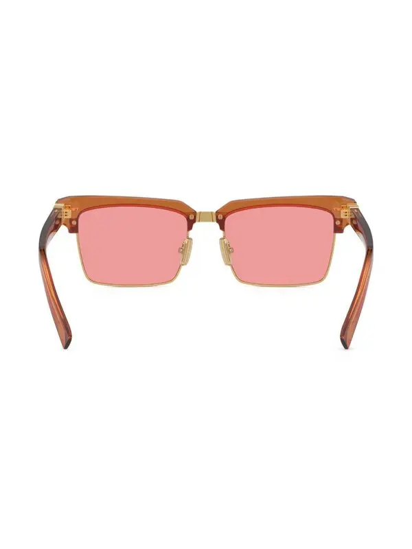 Miu Miu Logo-lettering Square-frame Sunglasses - Brown